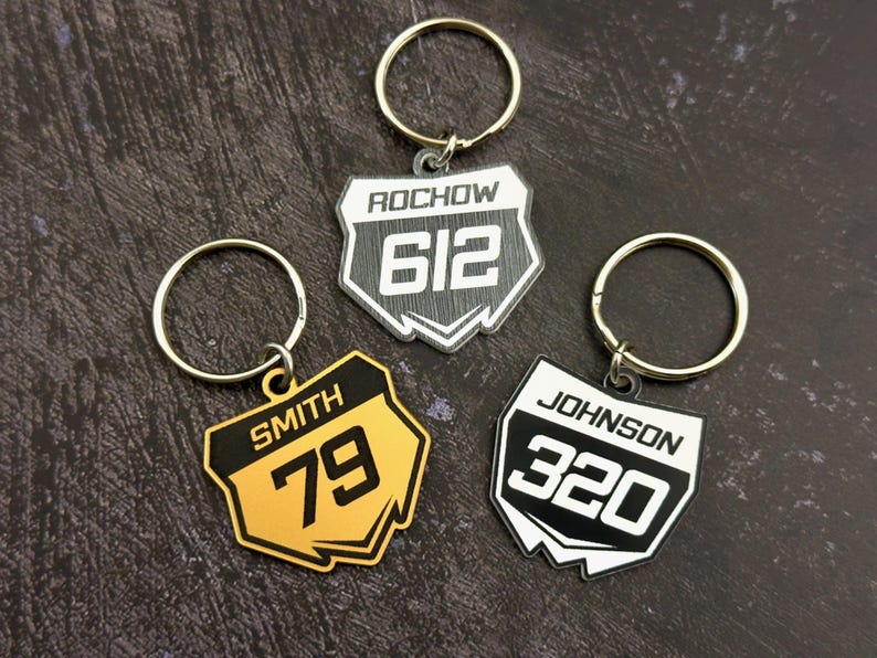 Motocross Race Number Plate Keychain: Custom Personalised Name, Keyring ...