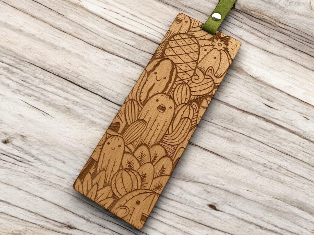 Timber Personalized Bookmark: Custom Cactus Designs With Suede Leather ...