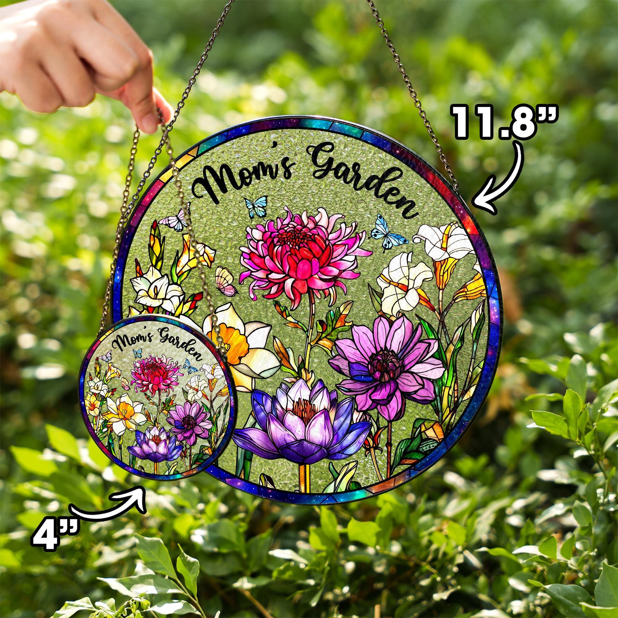 Personalized Mommy Garden Suncatchers, Floral Stained Glass Lighcatcher ...