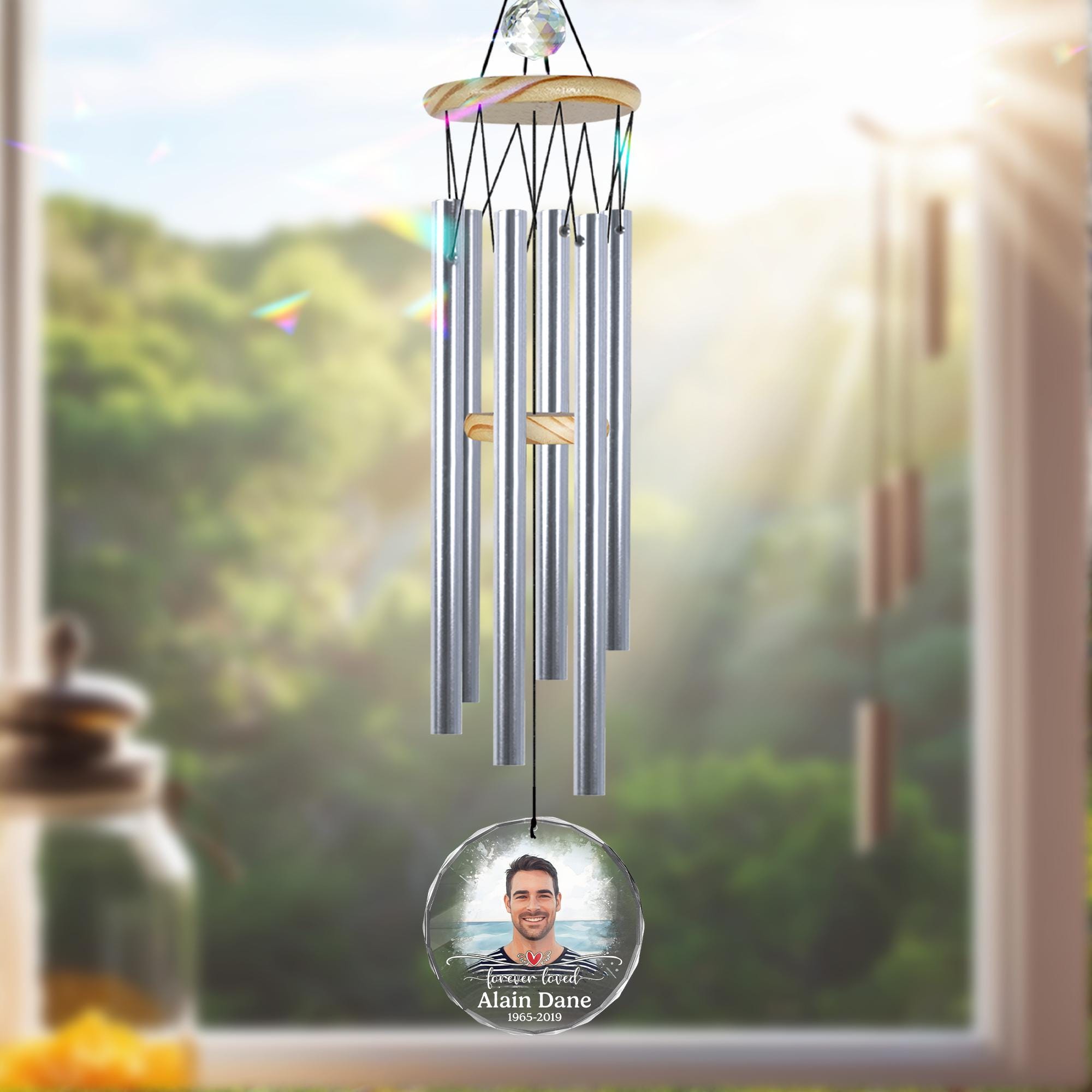 Memorial Wind Chime, Personalized Photo Sympathy Gift, Memorial Gift ...