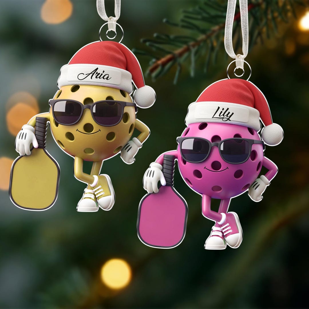 Pickleball Christmas Ornament, Custom Name Pickleball Lover Gift, Xmas ...