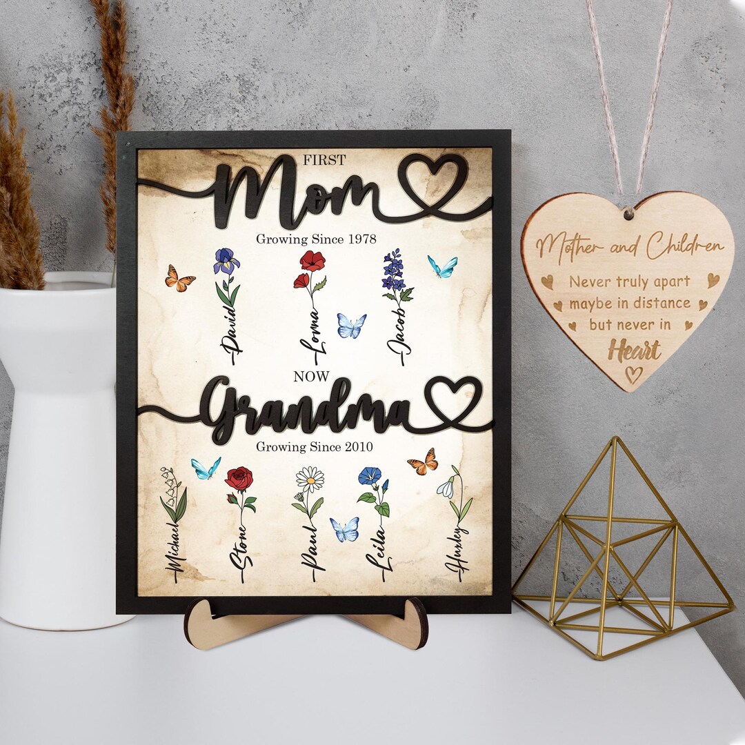 Custom Mother and Granny Birth Month Flowers Signs, Wooden Sign From ...