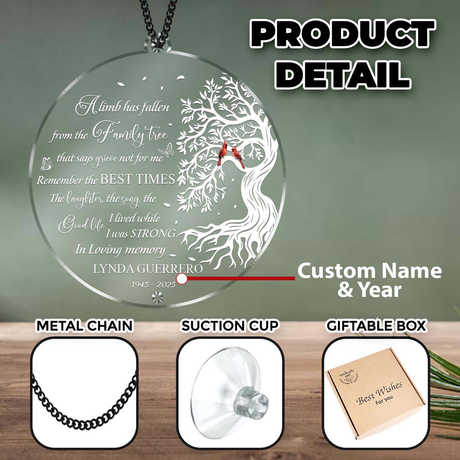 A Limb Has Fallen Memorial Crystal Suncatcher, Sympathy Gift for Loss ...
