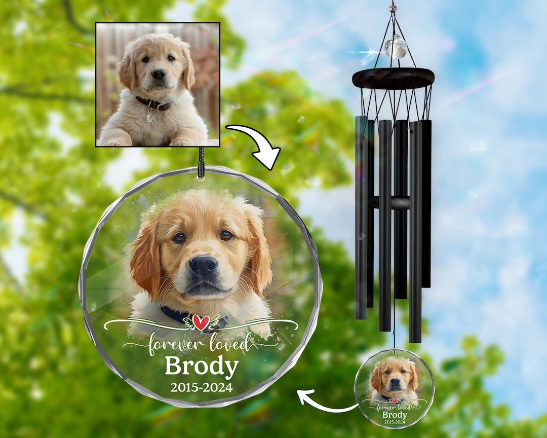 Personalized Dog Memorial Wind Chime, Pet Photo Memorial Ornament ...
