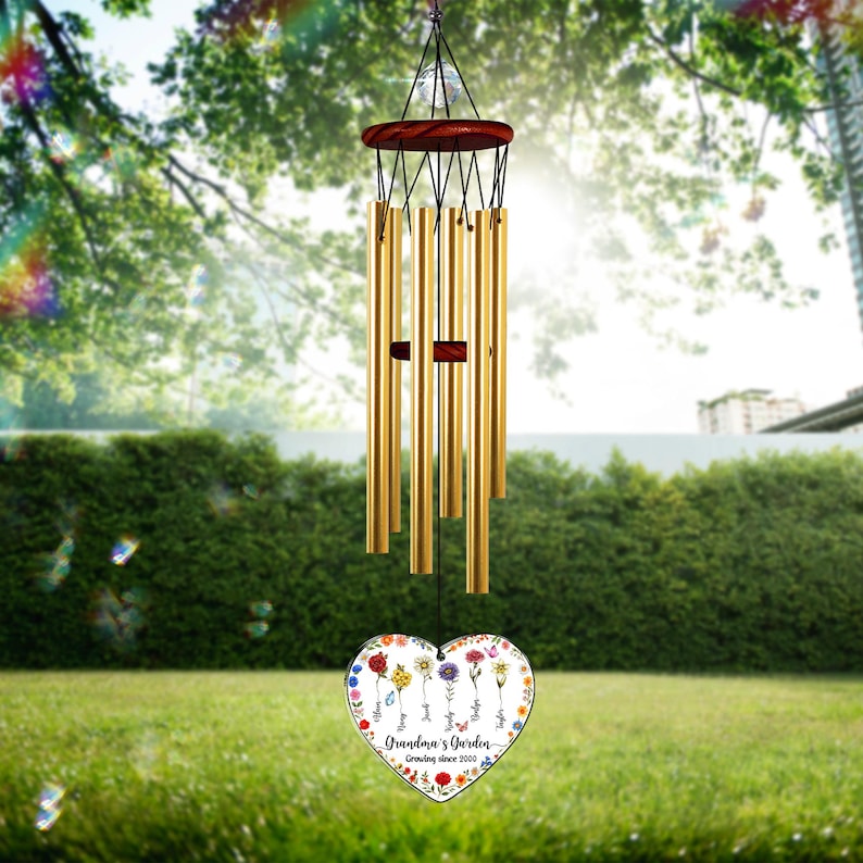 Personalized Grandma Garden Wwindchimes, Custom Mommy Flowers ...