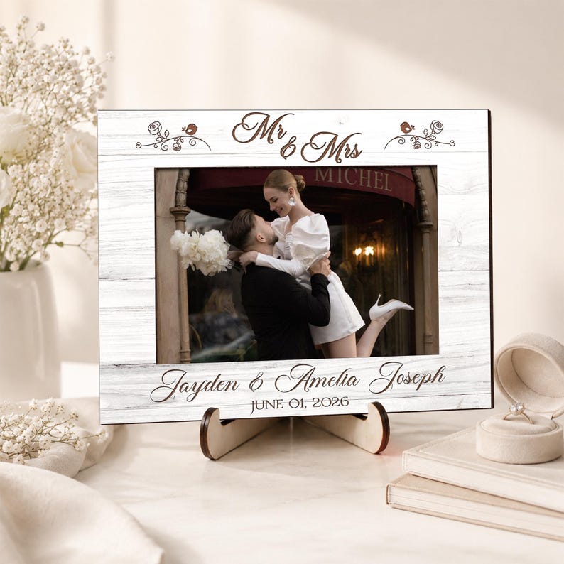 Personalized Wedding Picture Frame, Engraved Mr and Mrs Photo Frame ...