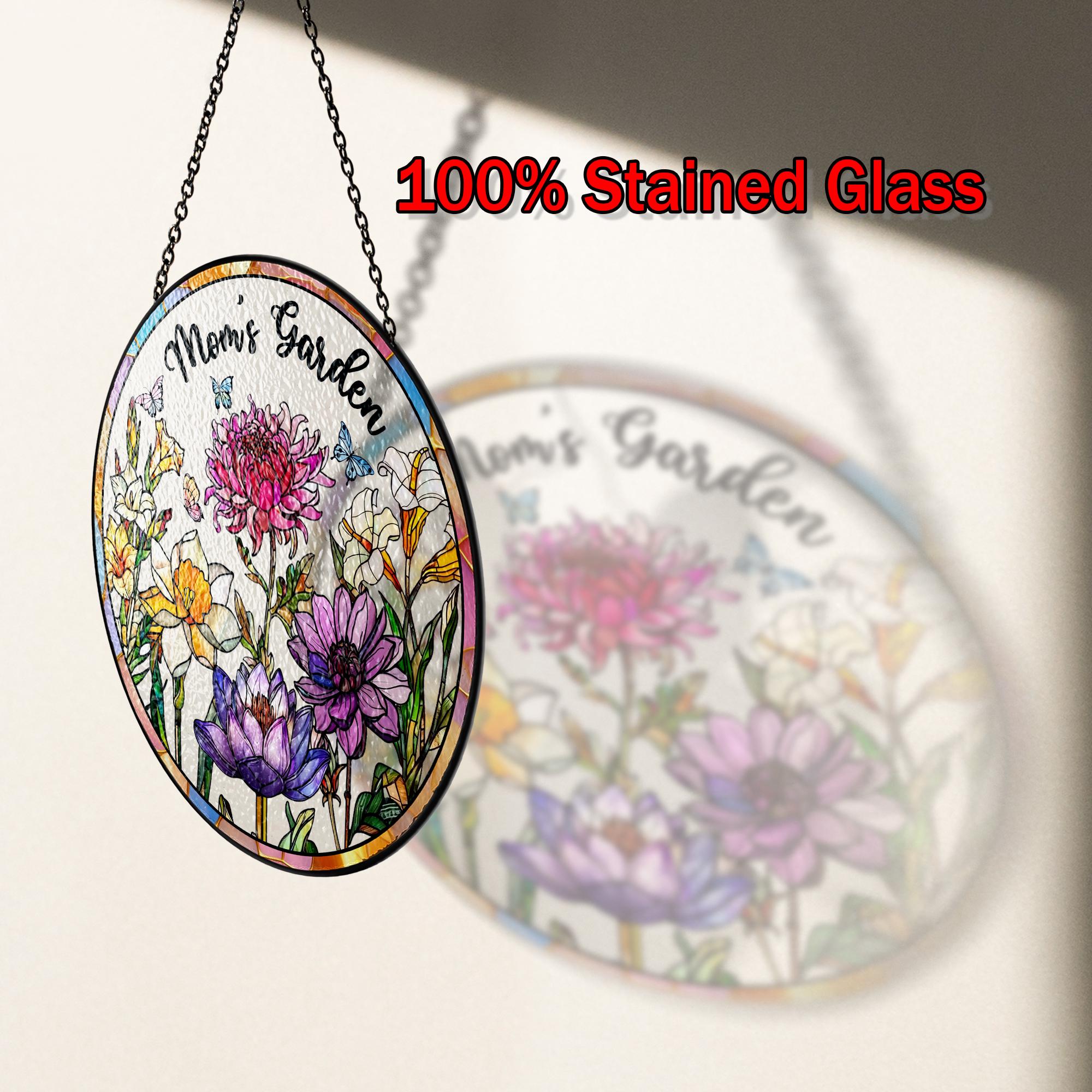 Personalized Mommy Garden Suncatchers, Floral Stained Glass Lighcatcher ...