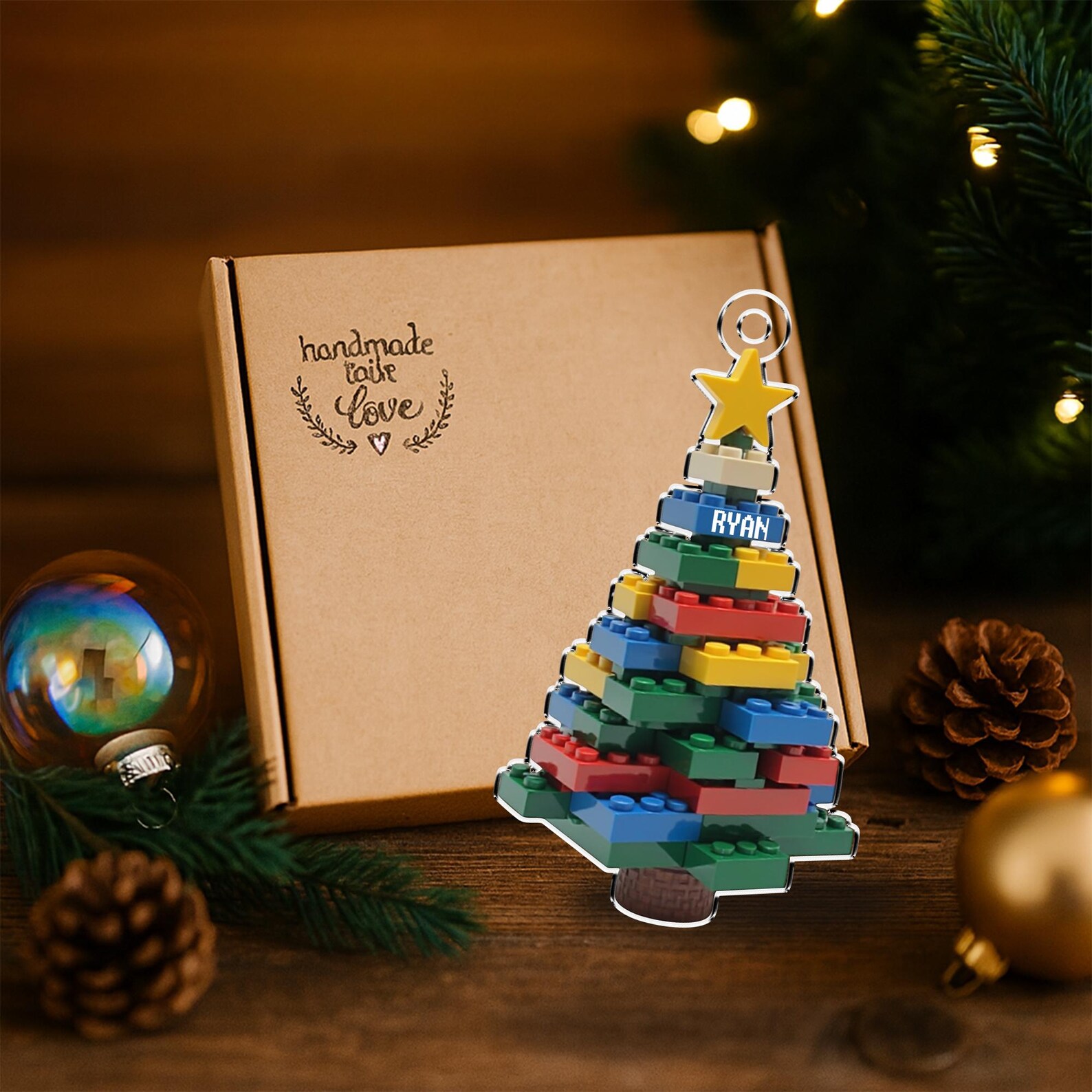 Personalized Master Builder Bricks Christmas Ornament, Building Block ...