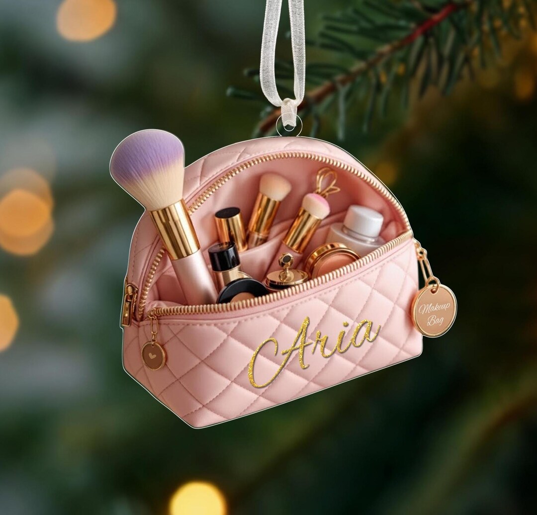 Custom 2D Makeup Christmas Ornament, Beauty Brush Tree Decor With Name ...