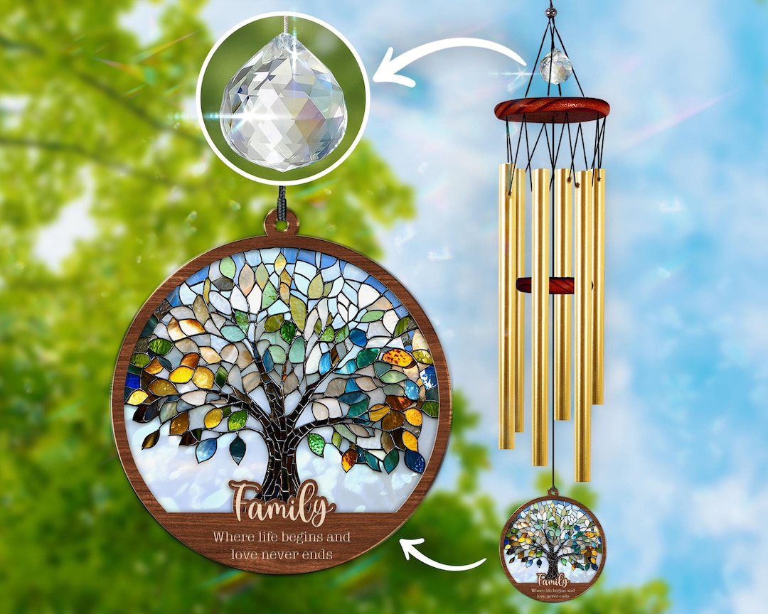 Personalized Windchimes for Family, Family Tree Wind Chime, Custom Tree ...