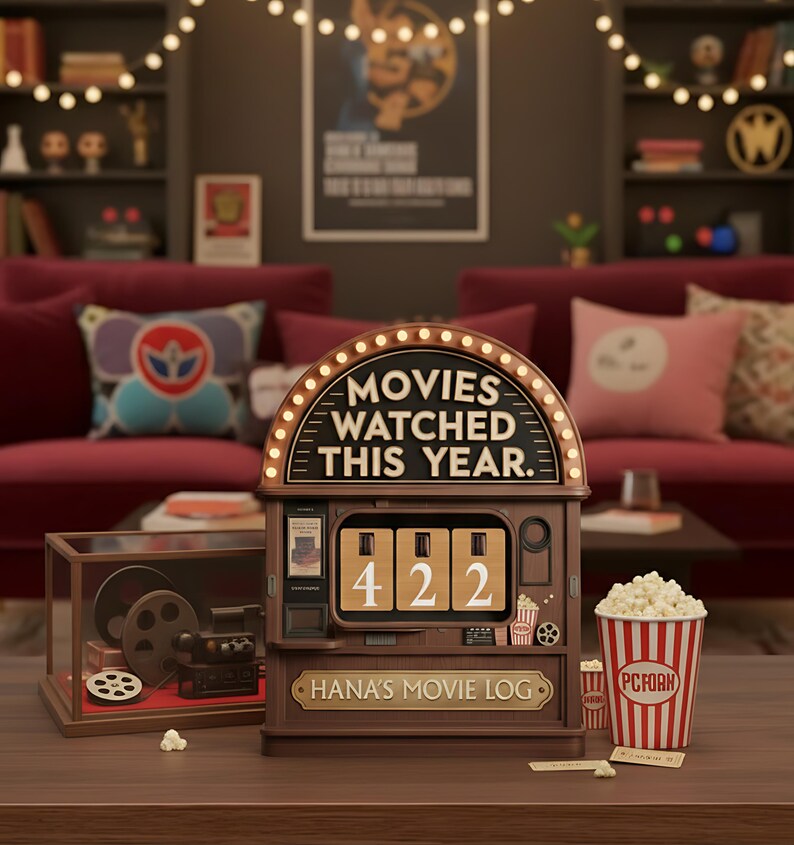Personalized Vintage Movies Watched This Year Sign, Movie Tracker Sign ...