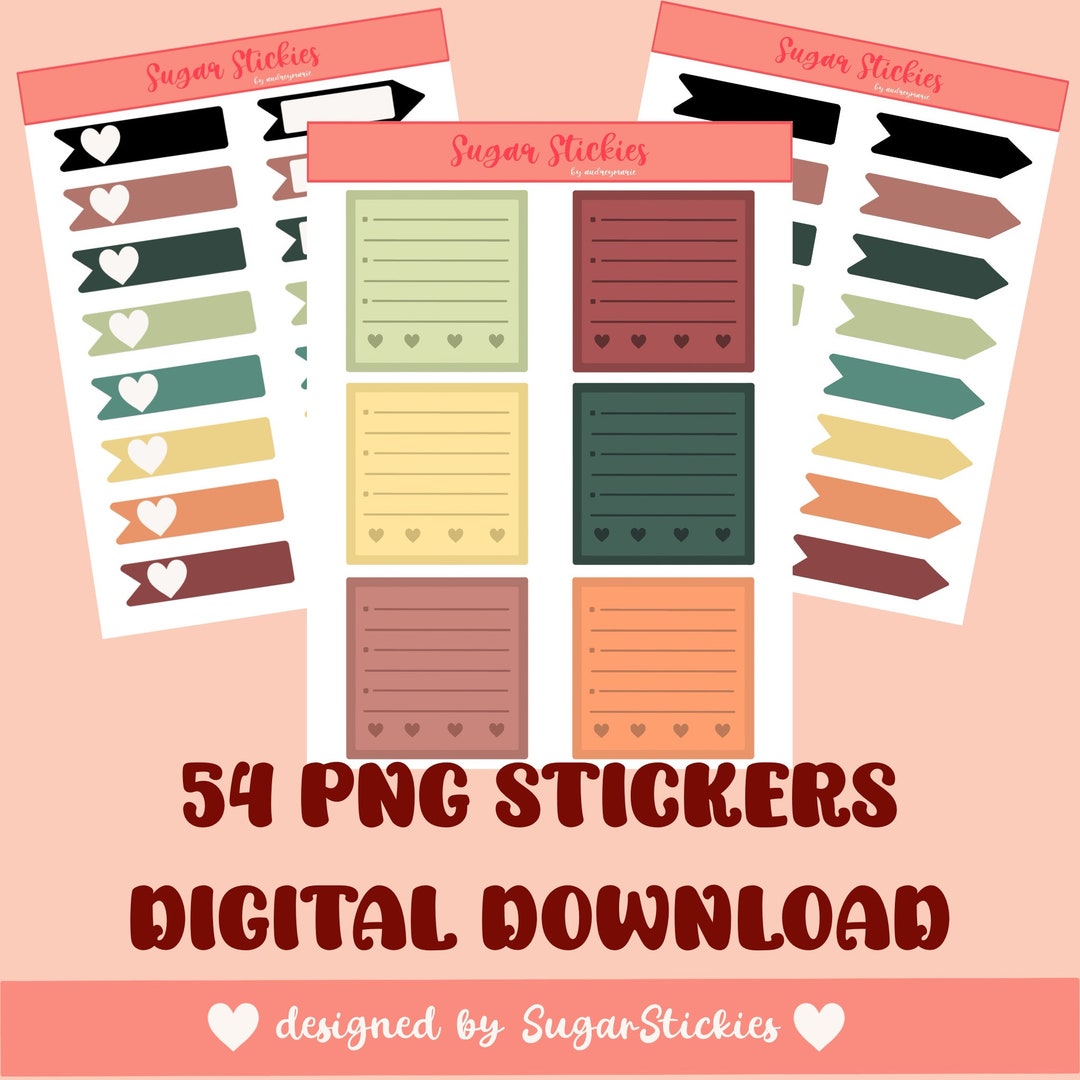 50 Cute Digital Sticker Book for Goodnotes, PNG Files of Digital ...