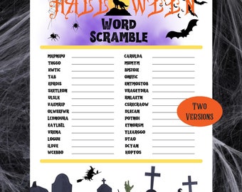Printable Halloween Crossword Puzzle: Spooky Word Scramble Fall ...