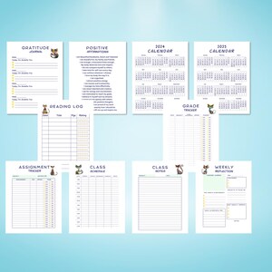 Printable Student Planner Set With Quirky Cat Design - 4 Sizes Included ...
