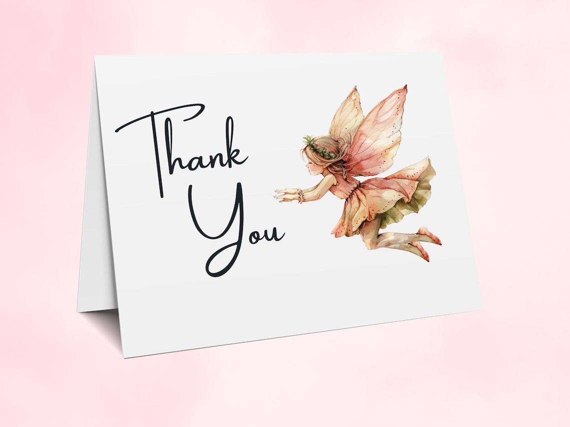 Printable Fairy Thank You Card | Fairy Illustration | Blank Interior ...