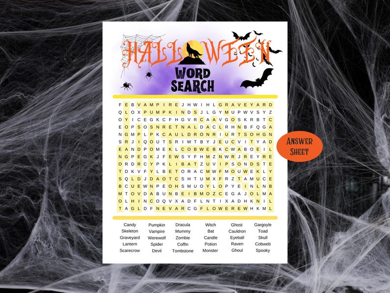 Eerie Word Search Printable Fun Halloween Puzzle for Kids and Adults - Etsy