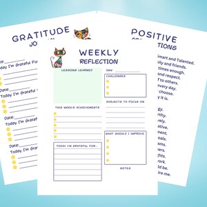 Printable Student Planner Set With Quirky Cat Design - 4 Sizes Included ...