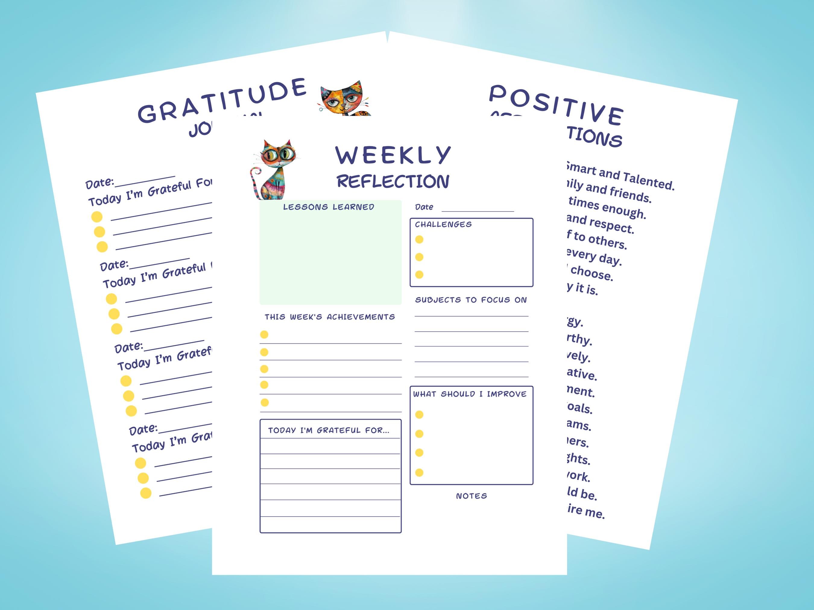 Printable Student Planner Set With Quirky Cat Design - 4 Sizes Included ...