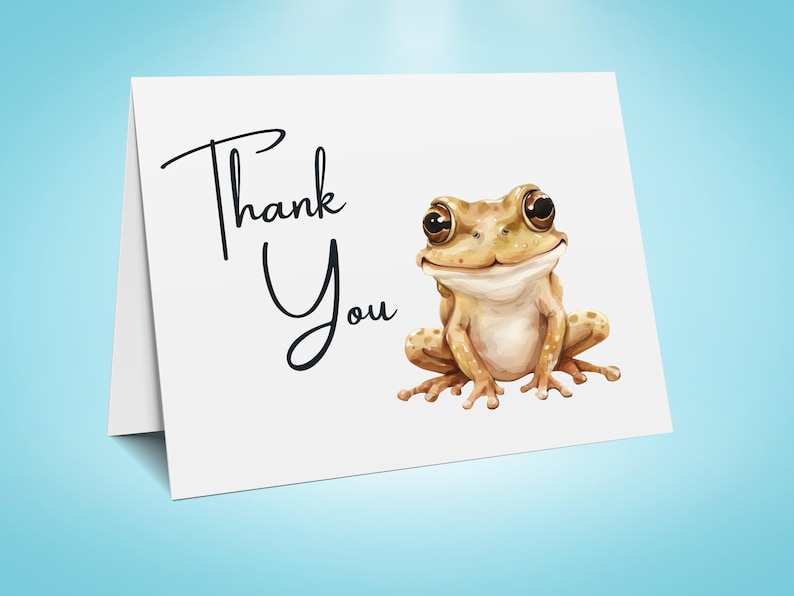 Printable Happy Frog Thank You Card - 2 Cards per Page - Blank Interior ...