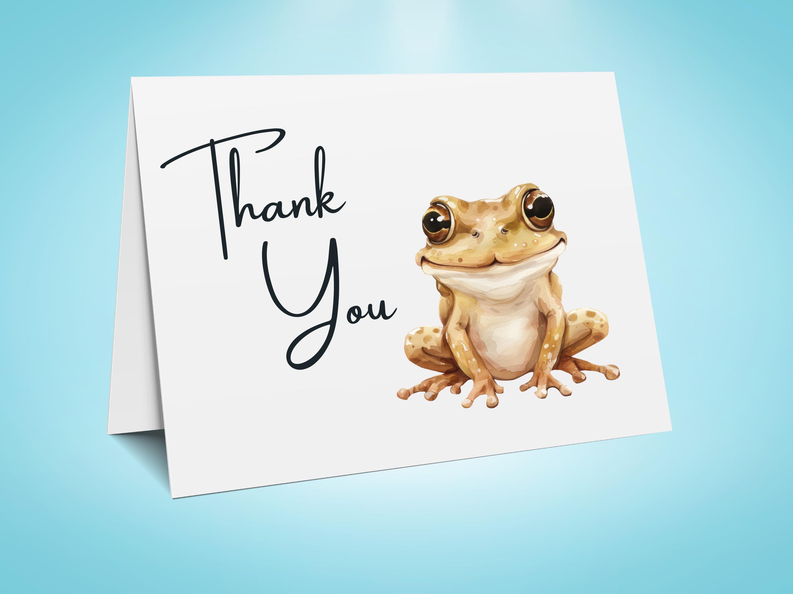 Printable Happy Frog Thank You Card - 2 Cards per Page - Blank Interior ...