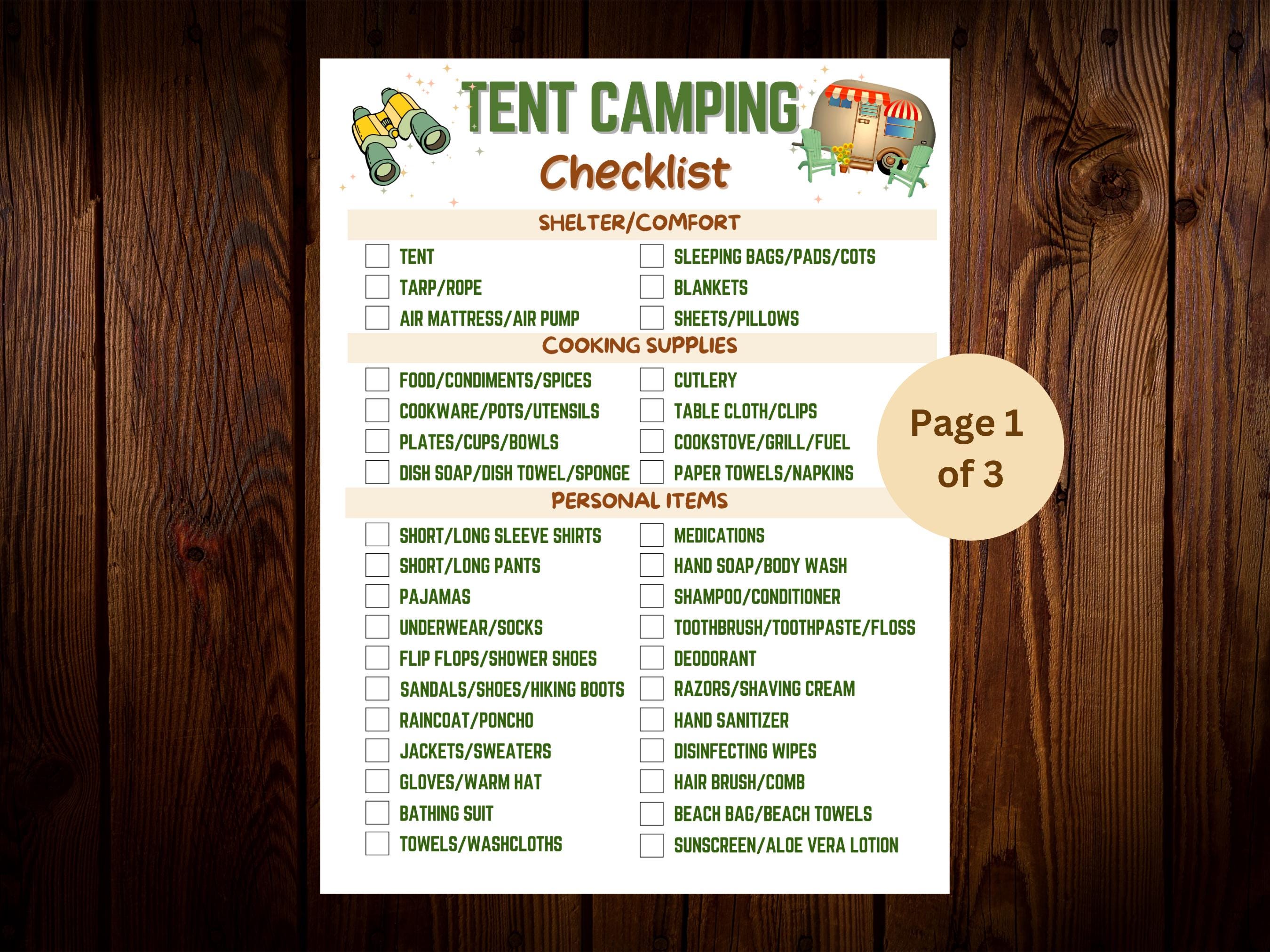14-page Camping Checklist Bundle Printable | Comprehensive Camping, RV ...