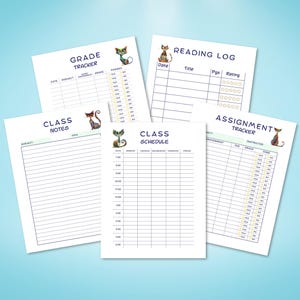 Printable Student Planner Set With Quirky Cat Design - 4 Sizes Included ...