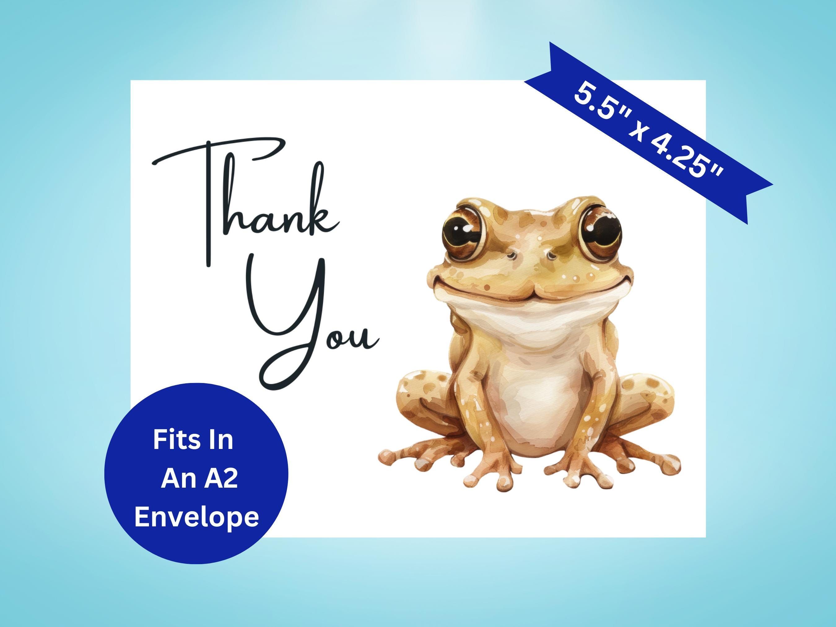 Printable Happy Frog Thank You Card - 2 Cards per Page - Blank Interior ...