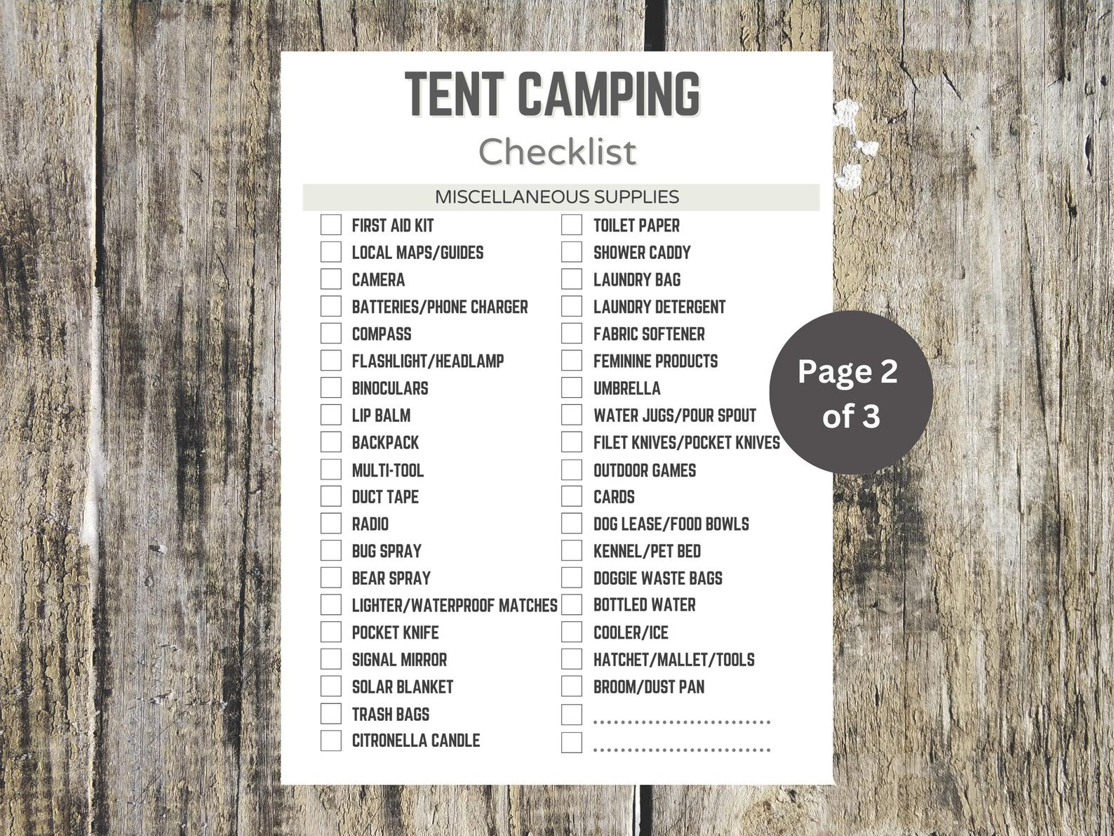 Tent Camping Checklist Printable -your Ultimate Camping Organizer | 3 ...