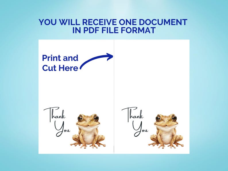 Printable Happy Frog Thank You Card 2 Cards per Page Blank Interior ...
