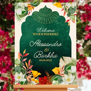 Editable Indian Wedding Welcome Sign | Elegant & Traditional South ...