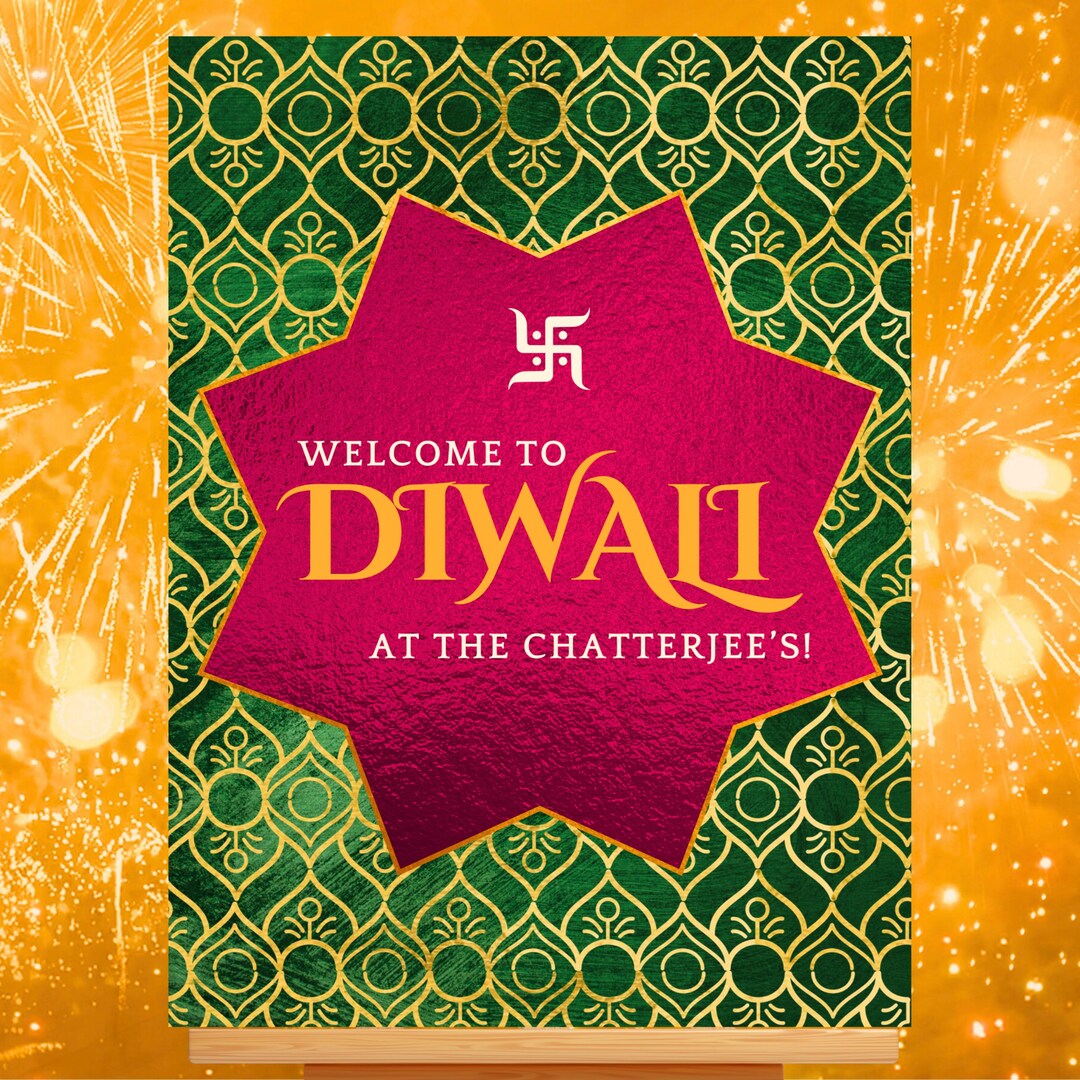 Personalized Diwali Welcome Sign Package With 3 Sign Styles | Vibrant ...
