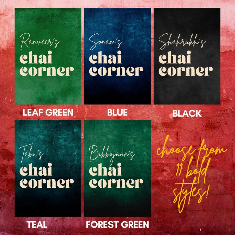 Personalized Chai Print: Bold Indian Typography, Colorful Desi Art ...