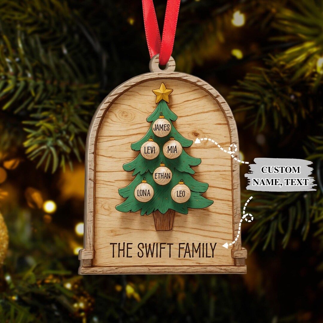 Personalized Family 2024 Christmas Tree Ornament With Custom Family ...