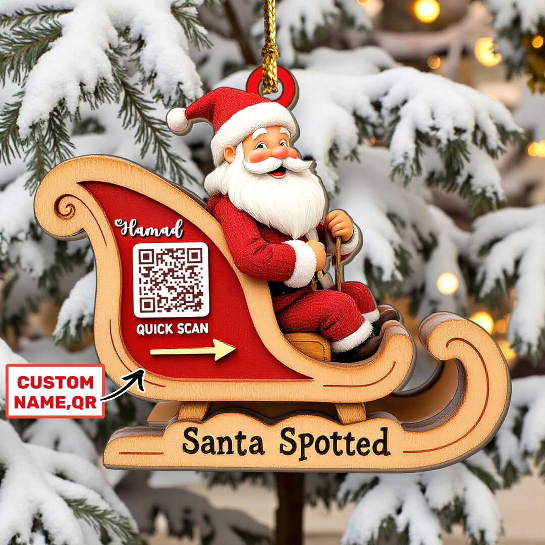 Personalized Santa Tracker Ornament With QR Code – Custom Christmas ...