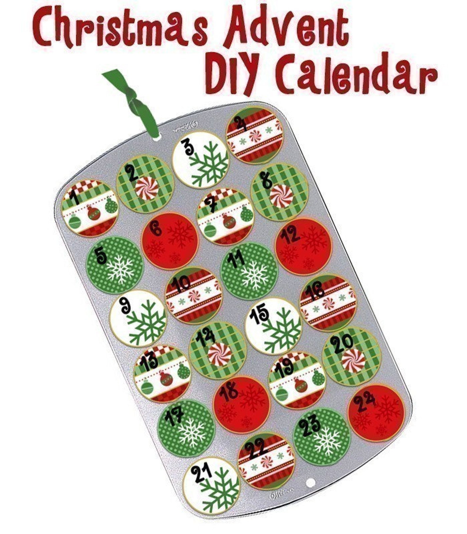 Christmas Cupcake Muffin Tin Advent Calendar Red Green - Etsy