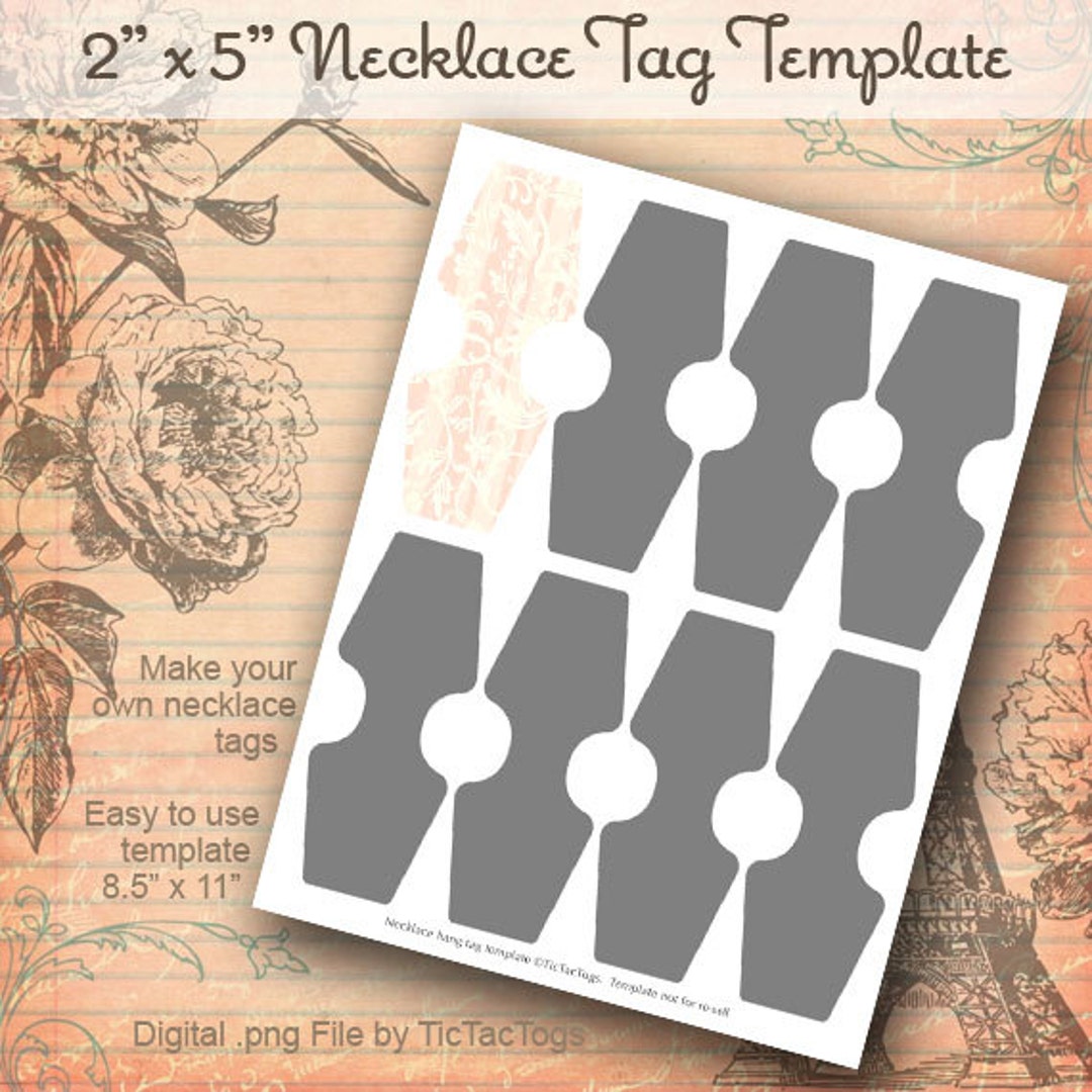 Necklace Hang Tag Template Collage Set PNG DIY Make Your Own Instant ...