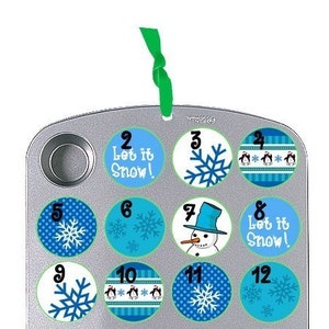 Christmas Cupcake Muffin Tin Advent Calendar Snowman Blue Green ...