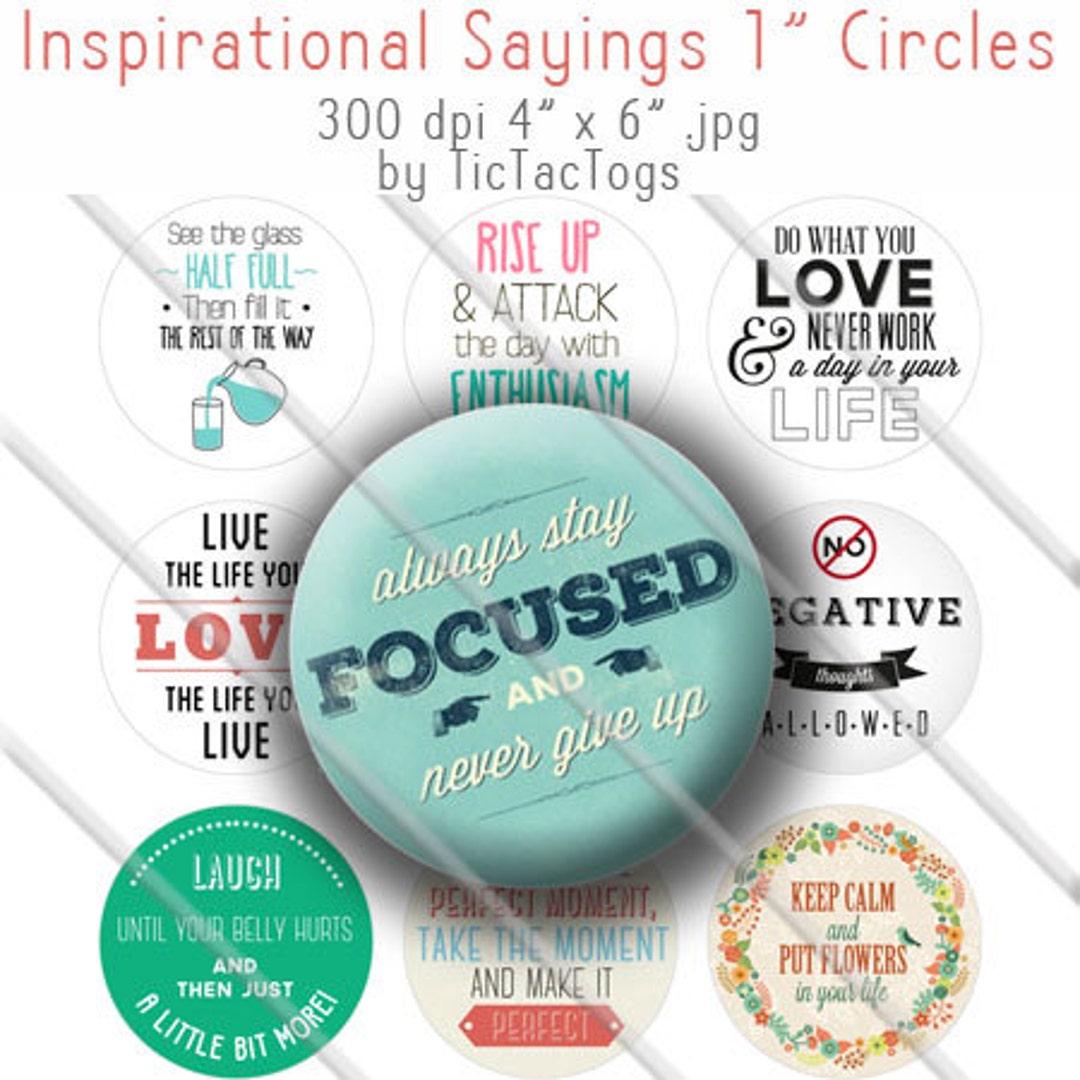 Inspirational Sayings Bottle Cap Images Digital Art Set 1 Inch Circle ...