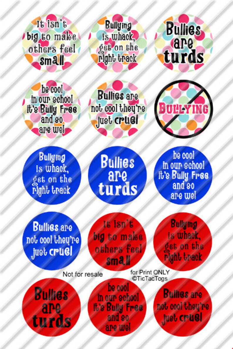 Donation Anti Bullying Sayings Bottle Cap Images Digital | Etsy