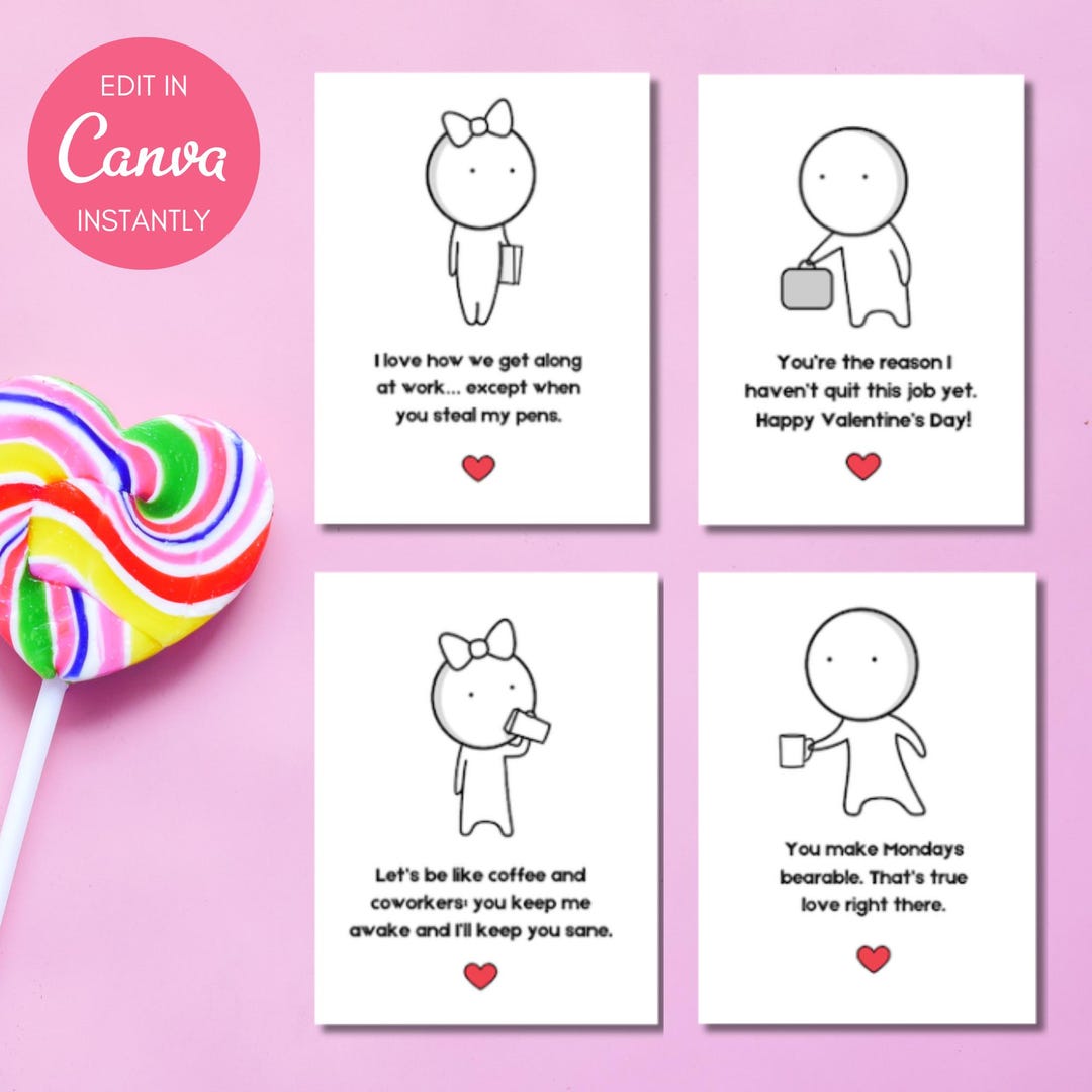 Funny Coworker Valentine's Day Cards: Office Humor (instant Download ...
