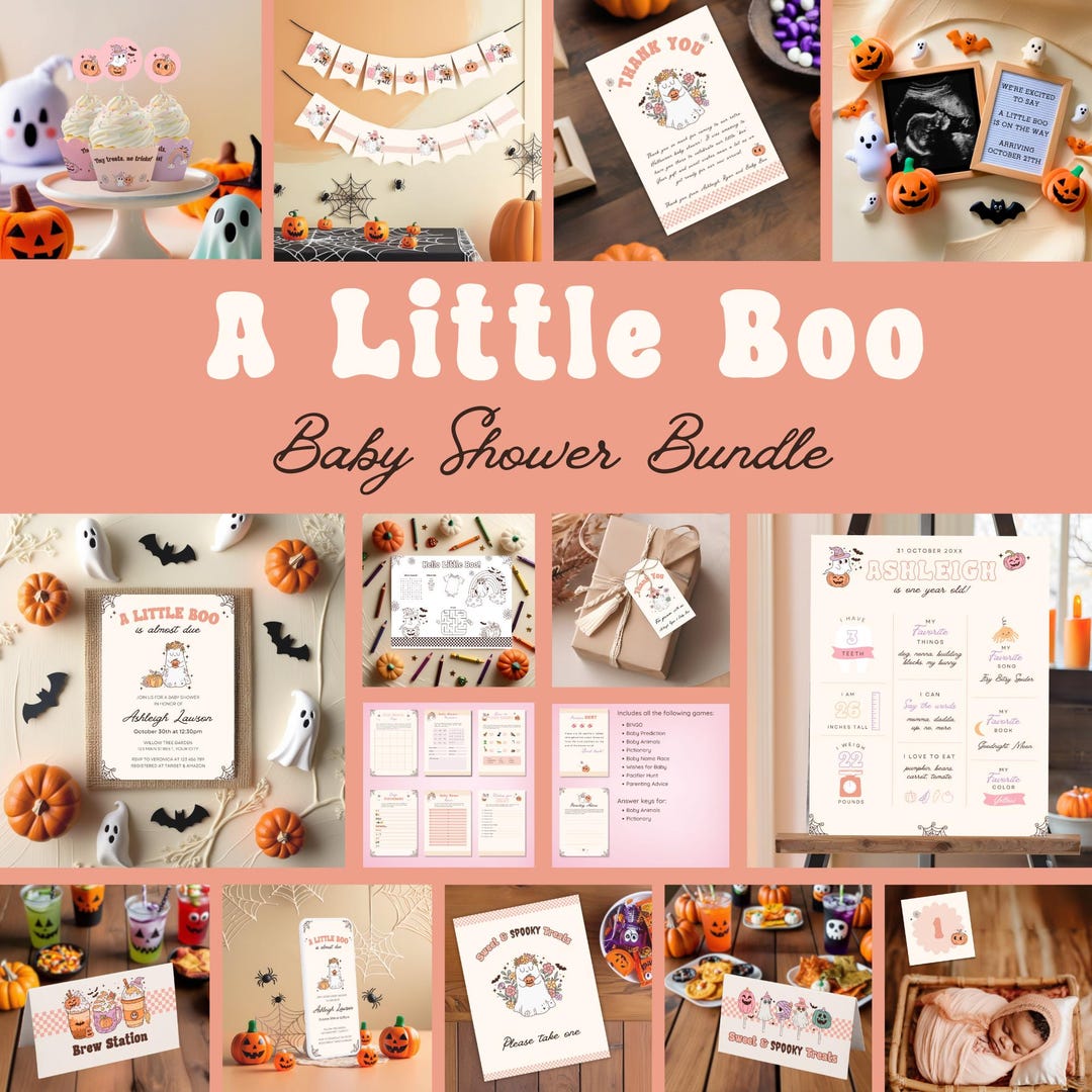 A Little Boo is Almost Due Baby Shower Bundle Cute Ghost Baby Shower ...