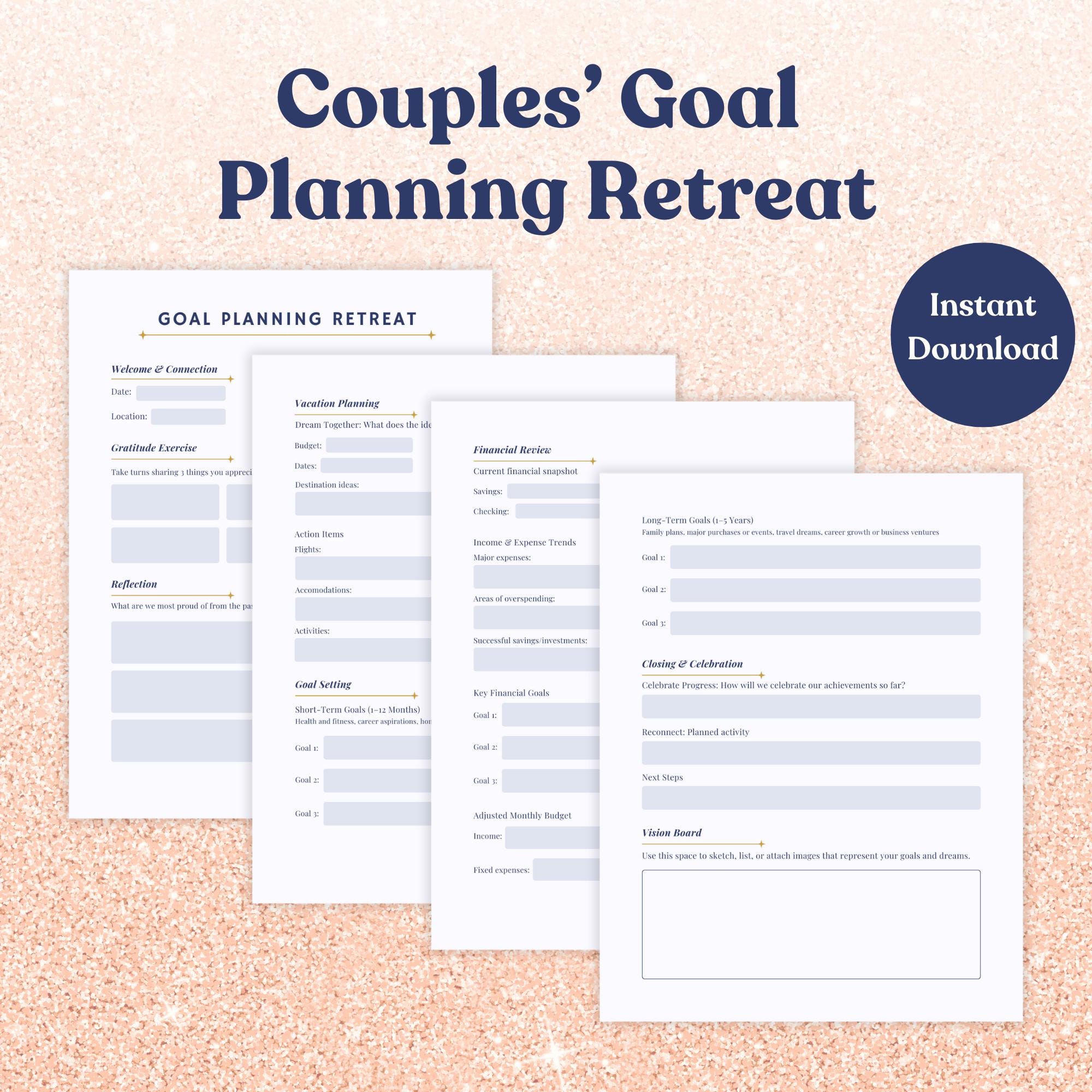 Year in Review for Couples Goal Planning Retreat Printable Couples ...