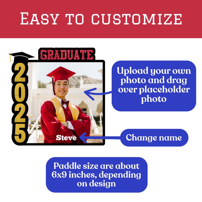 Graduation Paddle 2025, Custom Grad Fan Template, Editable Graduation ...
