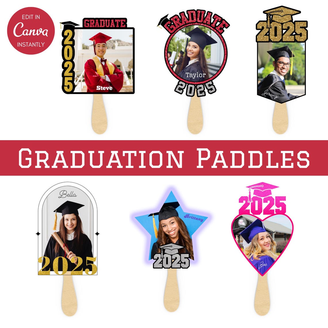 Graduation Paddle 2025, Custom Grad Fan Template, Editable Graduation ...