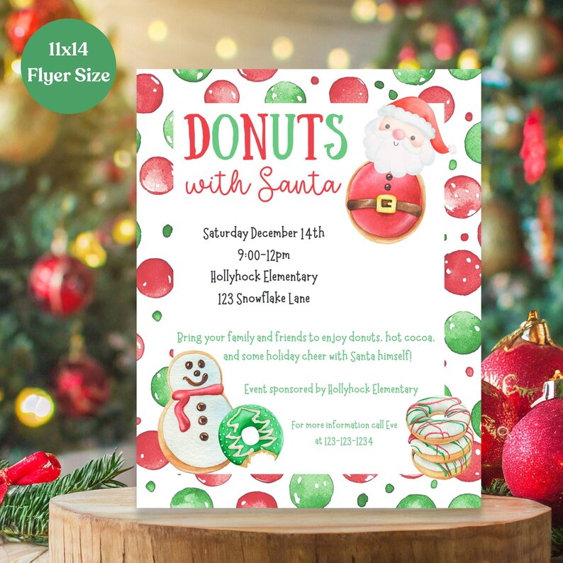 Donuts With Santa Flyer: School Fundraiser Template (digital Download ...