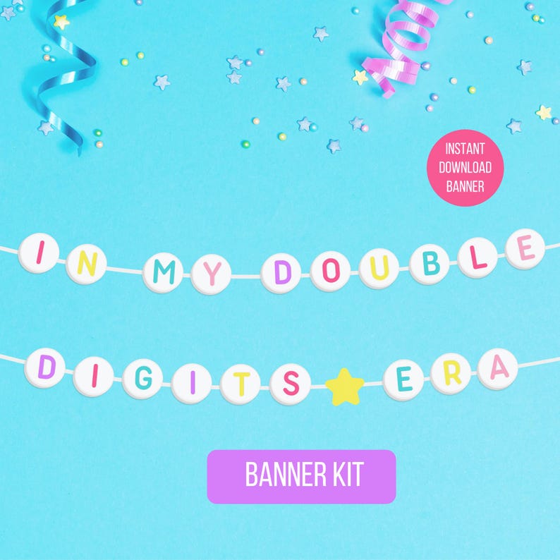 Double Digits Era Birthday Banner: Printable Party Decor (PDF) - Etsy