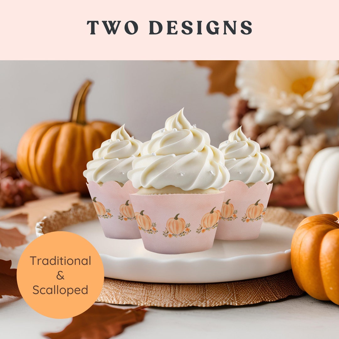 Fall Pumpkin Baby Shower Cupcake Wrappers (PDF Printable) - Etsy