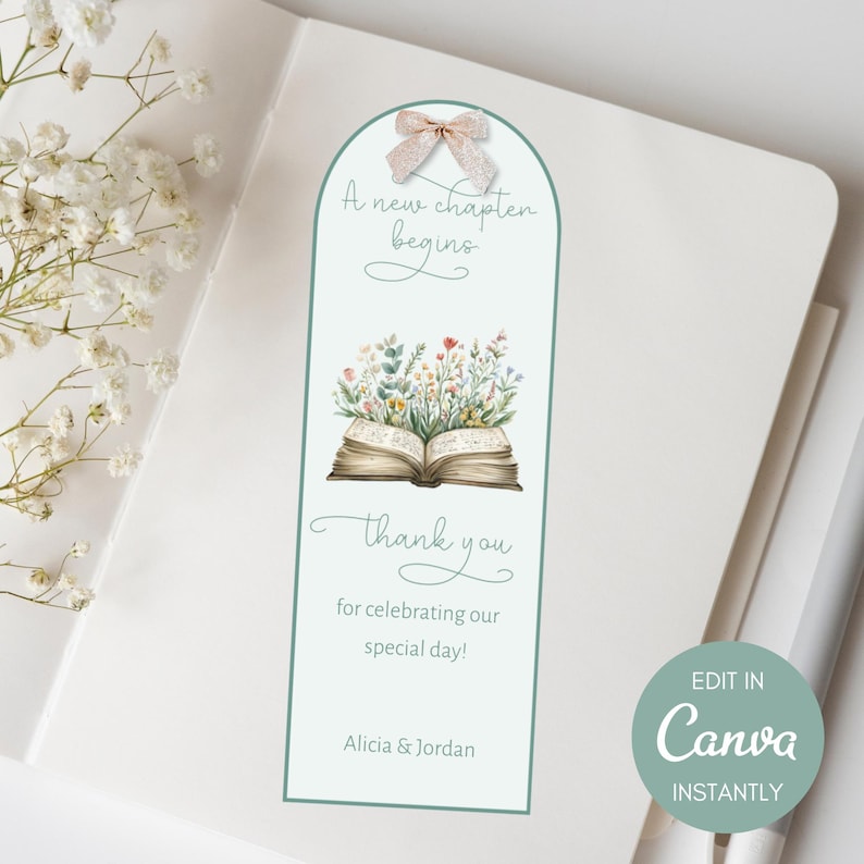 EDITABLE A New Chapter Baby Shower Thank You Bookmark Book Themed Favor ...
