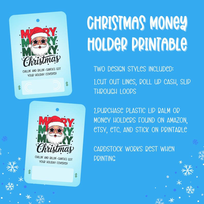 Christmas Money Holder Printable: DIY Gift Card Envelope (instant ...