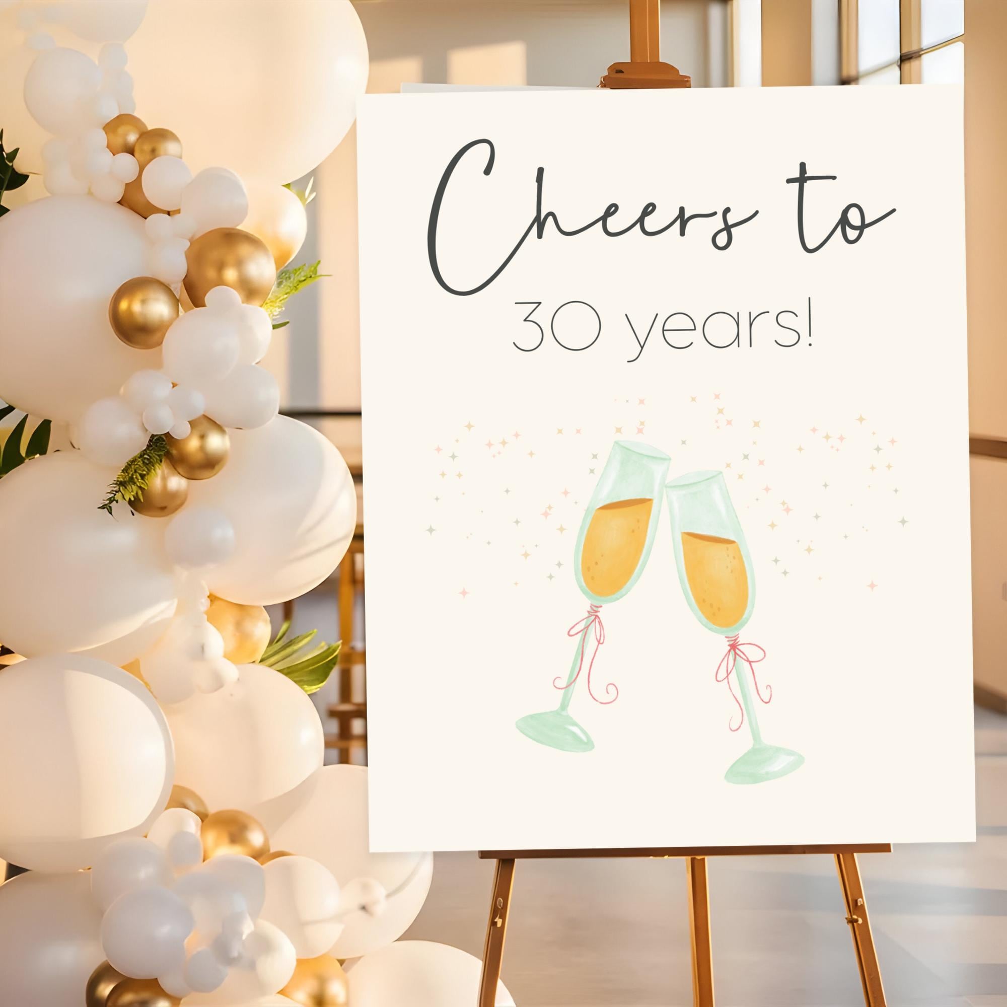 PRINTABLE Cheers to 30 Birthday Sign Adult Birthday Sign 30th Birthday ...